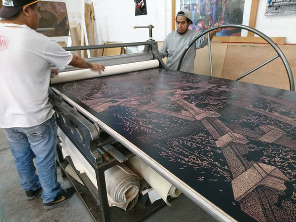 Making of: "A Night At The Malecón", large woodcut by Luis Miguel Vald ...